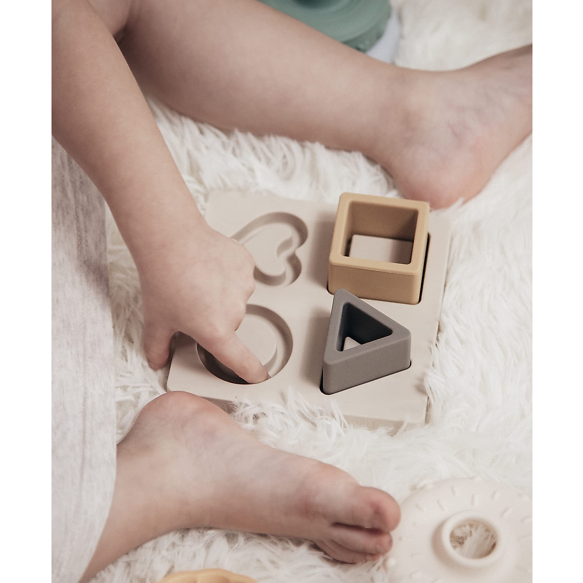 HOFISH Silicone Toys for Toddlers | Baby Stacking Building Blocks | Early Educational Teething Toys with Heart Geometrical Shapes