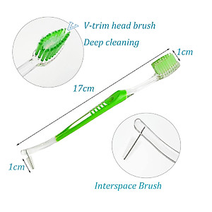 Orthodontic Toothbrush Double Ended Ortho Toothbrush V-Trim Brush and Interspace Brush for Ortho Brace Teeth Cleaning, 5 Pcs