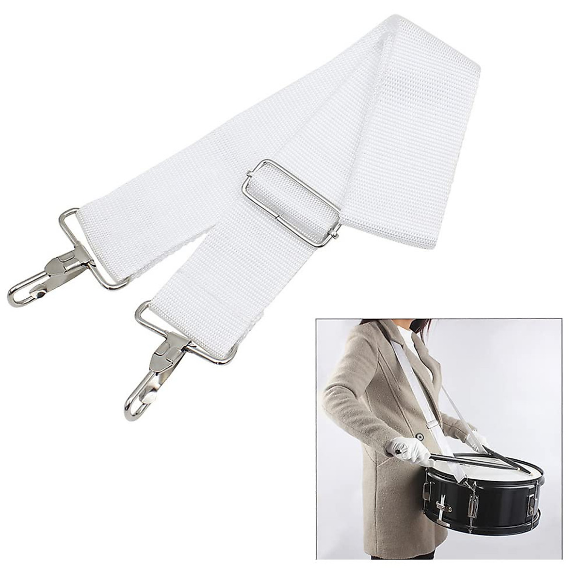 Sasuori Adjustable Nylon Parade Marching Snare Drum Sling Strap Belt Musical Instrument Accessory