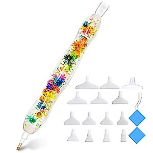 Flower 5D Diamond Painting Art Drill Tool Pen Kits Resin for Adults with Pen Tips, Diamond Dotz Pen Gem Picker for Diamond Art Painting Bead Dot, Nail Art Embroidery Decoration, Bead Dot Art Colorful