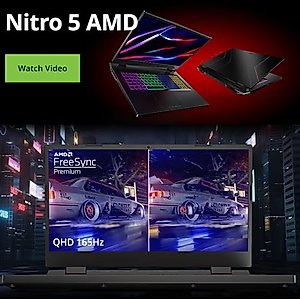 acer Nitro 5 Gaming Laptop -15.6" QHD IPS 165Hz Display, AMD Ryzen 7 6800H Processor, NVIDIA GeForce RTX 3070 Ti, 64GB DDR5 RAM, 2TB SSD, Wi-Fi 6E, Backlit Keyboard, Windows 11 Home