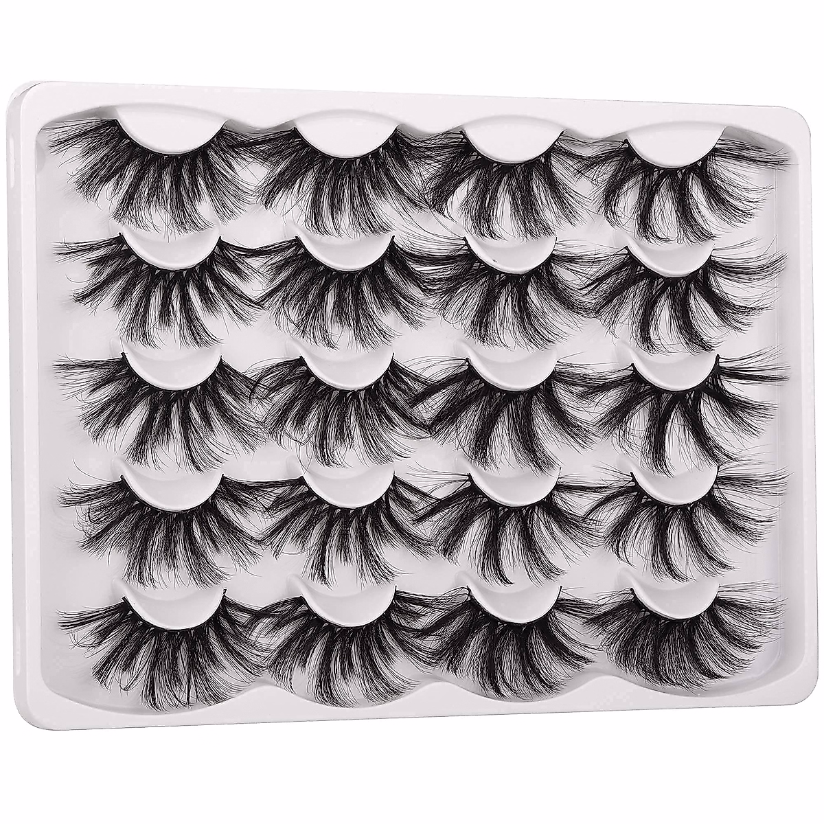 False Eyelashes Mink Lashes 25mm Long Eye Lashes Pack Dramatic 6D Wispy Thick Volume Fake Eyelashes by Geeneiya (2 Styles Mixed)