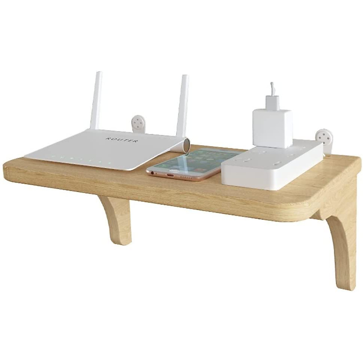 AVEEWA WiFi Router Storage Box Punch-Free Wireless Router Storage Bo Wooden Wall-Mounted Router Shelf WiFi Cat Rack Shielding Box Wall Hanging Decoration