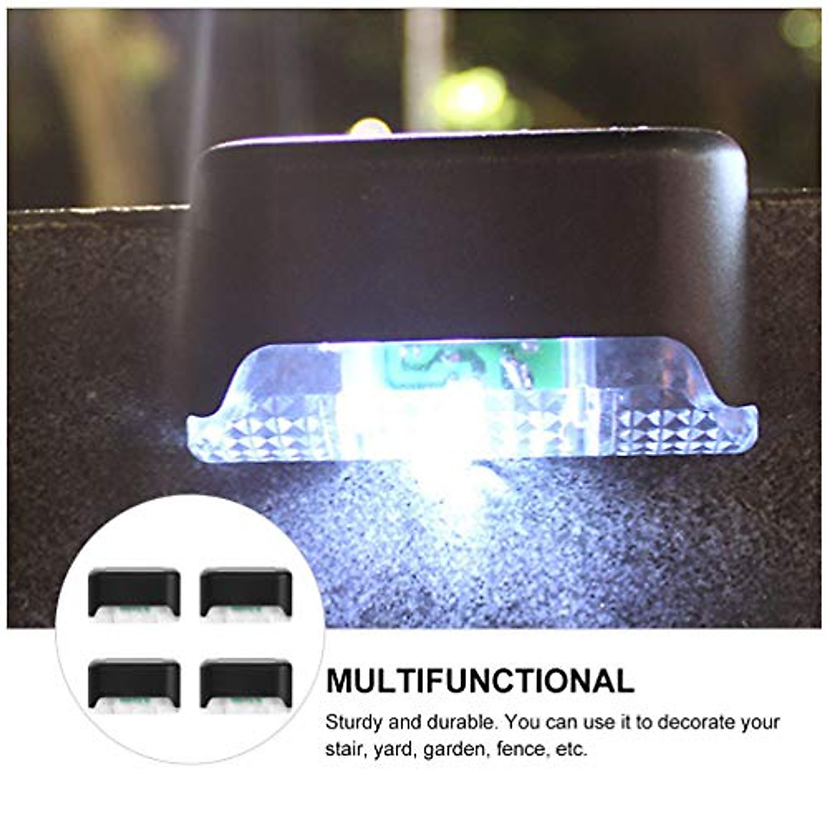 Cabilock Solar Led Lantern 4pcs Led Solar Lights for Fence Solar Powered Steps Light Outdoor Led Lamp Decks Walkway Patio Stair Garden Rail Backyard Fences Post Lamp Wall Sconces Lamp