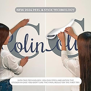 Personalized Name & Initial Vinyl Wall Decor I Nursery Wall Decal for Baby Boy & Girl Decoration I Stickers for Kids I Multiple Options for Customization (Wide 30" x 20" Height (Medium))
