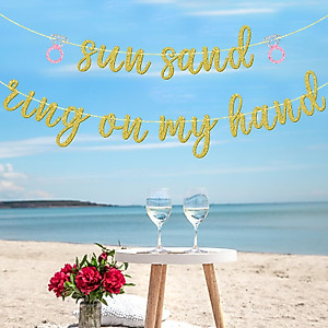 Sun Sand Ring On My Hand, Beach Bachelorette Party Decorations, Engagement Wedding Bridal Shower Garland Bunting Supplies, Pre-Assembled (Gold)