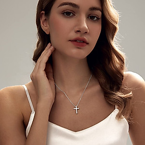 Zeffy Cross Necklace for Women 18k Silver Plated Tiny Cross Pendant Necklace for Women Simple Layered Cross Necklaces for Women