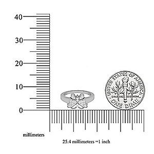 Dazzlingrock Collection 0.10 Carat (ctw) 10K Round White Diamond Right Hand Butterfly Ring 1/10 CT, White Gold, Size 6