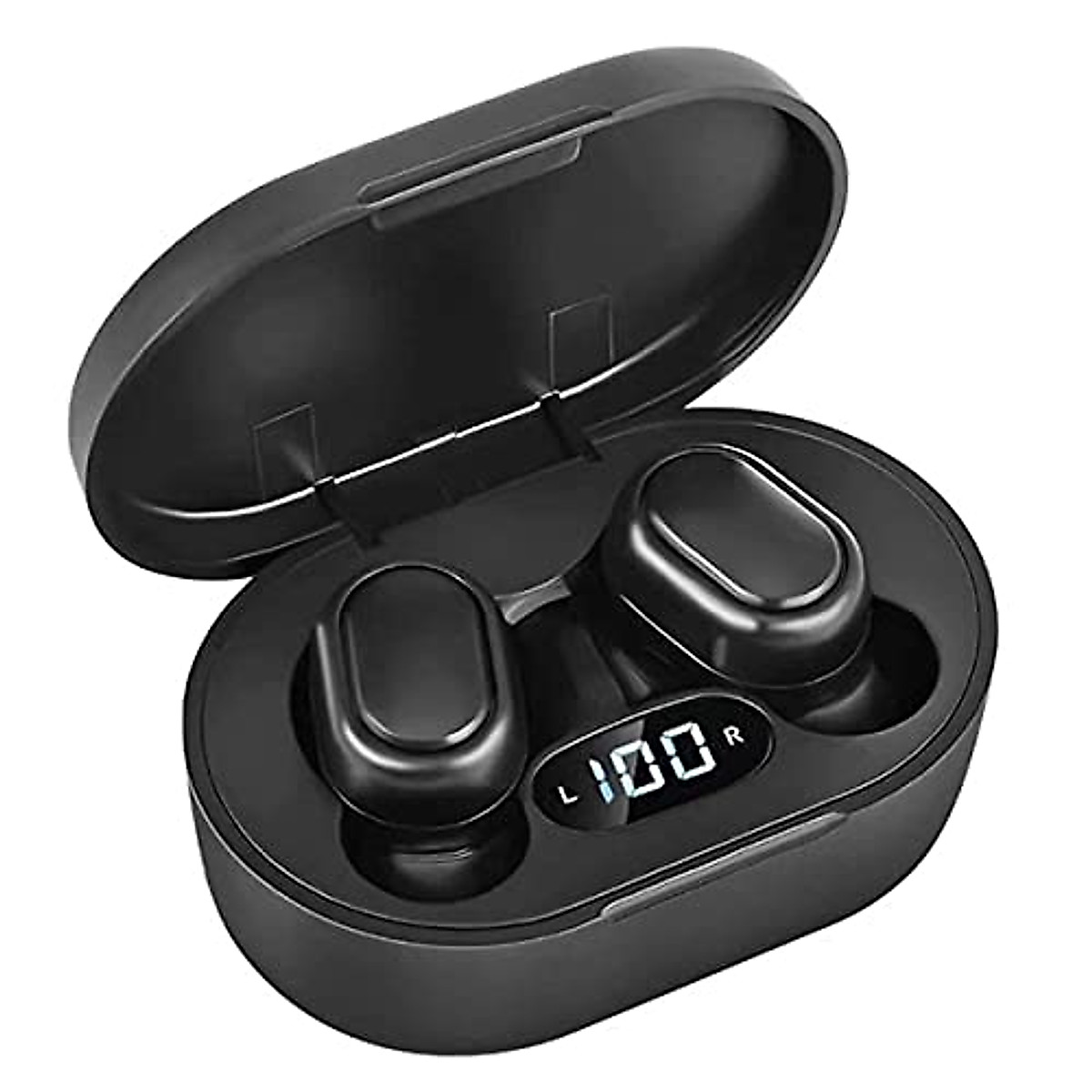 MIUMIUPOP Wireless Bluetooth Earbuds, Mini Size with LED Display? Immersive Bass Stereo Noise Cancelling Headphones, Headset for Sports, Home, Work Black (Black)