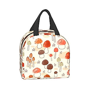 Senheol Cute Mushroom Print Lunch Box, Kawaii Small Insulation Lunch Bag, Reusable Food Bag Lunch Containers Bags for Women Men