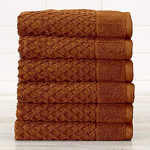 Great Bay Home 100% Cotton Copper Hand Towels | 6 Soft Bathroom Hand Towels | Highly Absorbent, Quick Dry Bath Towels | Grayson Collection (Set of 6, Copper)