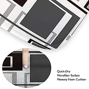 KINUUIS 4PC Dark Grey Bathroom Shower Curtain Sets Modern Minimalist Art Bathroom Sets Light Gray and Black Bathroom Sets with Rugs and Accessories Geometric Shower Curtain for Bathroom Decoration