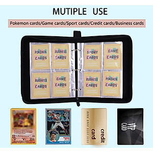 Roffatide 4 Pocket Binder Cards with 50 Removable Double Sided Pages Sheets Trading Card Binder Holds Up to 400 Cards Pockets Zipper Album For Boys Girls