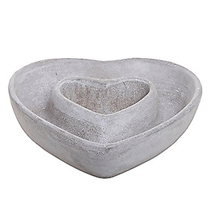 MyGift Gray Cement Succulent Plant Pot with Drainage Hole, Heart Shaped, for Indoor Plants Cactus, Flowers, Home Decor, Wedding Decor, Birthday Party Decor