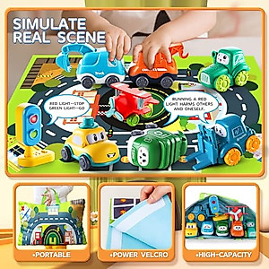 ALASOU 8 PCS Baby Cranes Car Toys with Playmat/Storage Bag|1st Birthday Gifts for Toddler Toys Age 1-2|Baby Toys for 1 2 Year Old Boy|1 2 Year Old Boy Birthday Gift for Infant Toddlers