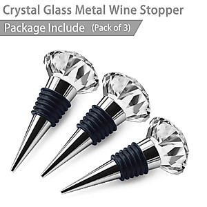 JETKONG 3 Pcs Wine Stoppers Crystal Wine and Beverage Bottle Stopper Diamond Decorative Wine Bottle Stopper (Crystal)
