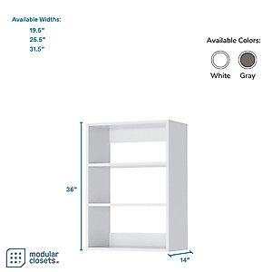 Modular Closets Vista Collection Short Tower Wood Built In Closet Organizer Unit (White, 31.5" Wide)