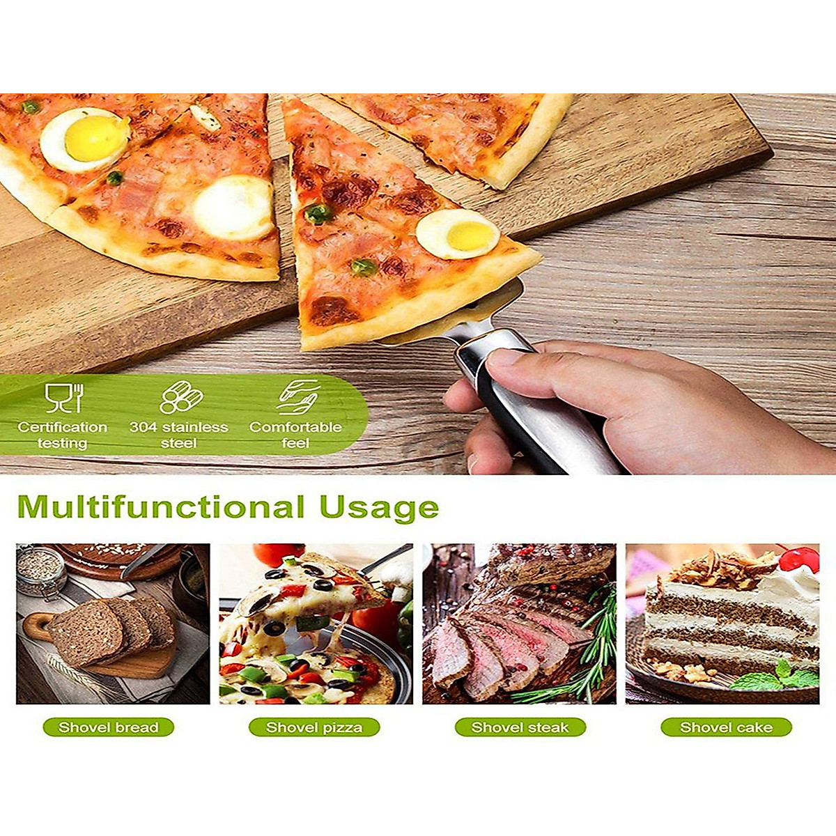 Flatware Pie Server Stainless Steel Cake Pizza Cutter Tart Dessert Slicer Serrated on Both Sides Great for Right or Left Handed Chef Professional Cake Cutter Essential Kitchen Tool