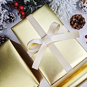 LDGOOAEL Mini Short Small Christmas Wrapping Paper Roll (17 inches X 32.8 feet) - Matte Gold for Holiday, Birthday, Wedding, Baby Shower …