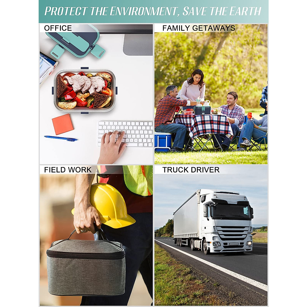 Pavezo Electric Lunch Box [Faster-75W, Large-1.8L] Food Heated Lunch Box, 12V/24V/110V Food Warmer Lunch Box for Car Truck Home, With Airtight Lid, SS Container, Fork Spoon, Carry Bag