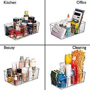 ClearSpace Plastic Pantry Organization and Storage Bins with Removable Dividers – Perfect Kitchen Organization or Kitchen Storage – Refrigerator Organizer Bins, Cabinet Organizers (4 Pack)