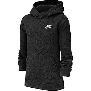 Nike Boy's NSW Pull Over Hoodie Club, Black/White, X-Large