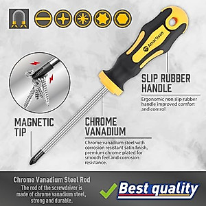 Magnetic Screwdrivers Set with Case, Amartisan 43-piece Includs Slotted, Phillips, Hex, Pozidriv,Torx and Precision Screwdriver Set, Magnetizer Demagnetizer Tools, Tools for Men