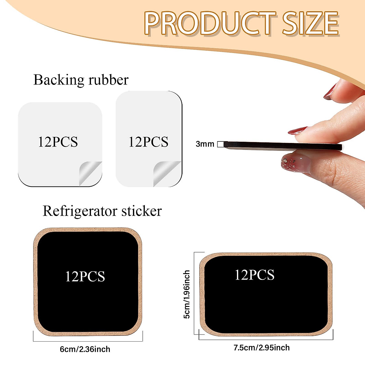 48 PCS Sublimation Blank Fridge Magnets for Refrigerator, Sublimation Printing Blank and Magnetic Sticker, DIY Magnetic Fridge Magnet for Home Kitchen Microwave Wall Door Decor (6 x 6cm, 5 x 7.5 cm)