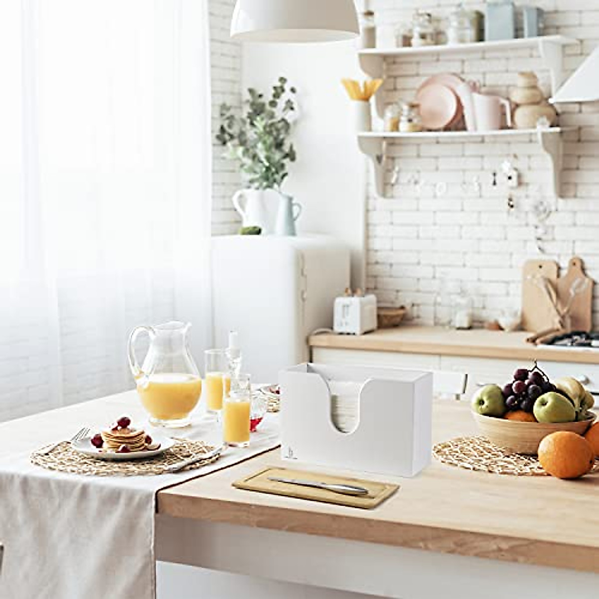 Cozee Bay Bamboo Paper Towel Dispenser, Paper Towel Holder with Lid for Home and Commercial, Wall Mount or Countertop for Multifold, C Fold, Z fold, Trifold Hand Towels (White)