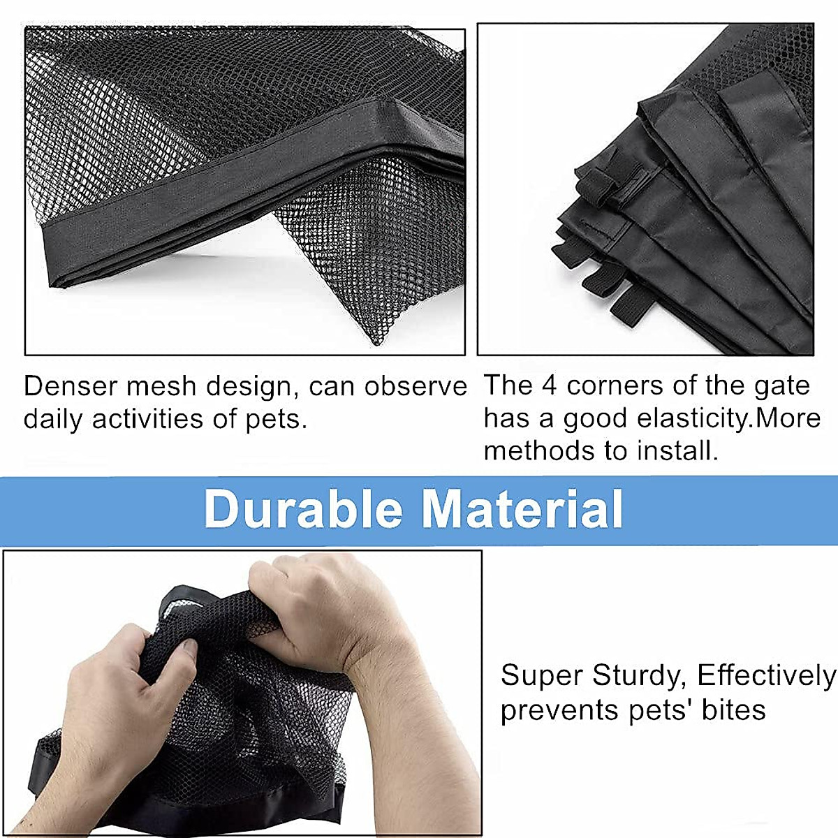 Dellfolen Mesh Dog Gate Magic Pet Gates for The House Wide Gate for Stairs Indoor Outdoor Portable Folding Safety Gate 41 inch X 31.5 inch [New Upgraded], Black