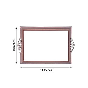 Efavormart 2 PCS - 14"x10" Rose Gold Square Decorative Plastic Serving Trays With Embossed Rims