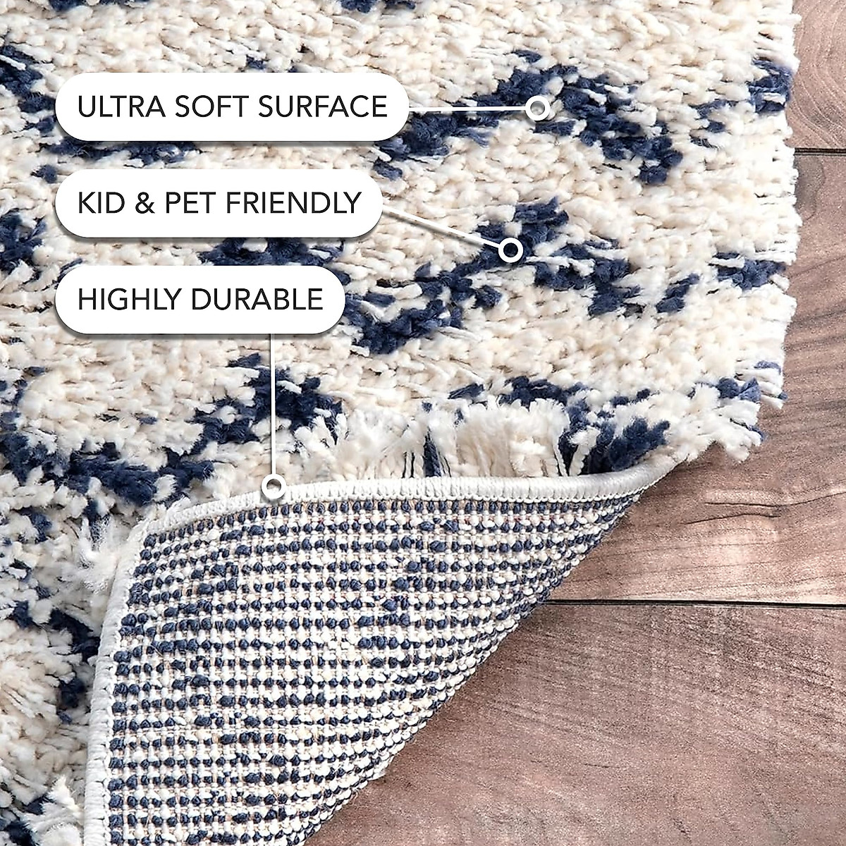 nuLOOM Cuellar Chevron Shag Area Rug, 7x9, Navy