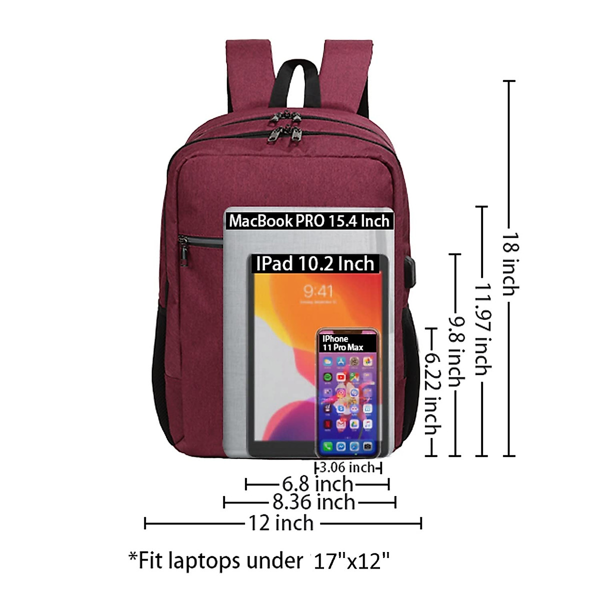 TITILT Laptop Backpack Fits 17 Inch Computer, Bussiness Travel Backpack with USB Charging Port and Anti Theft Pocket, Navy