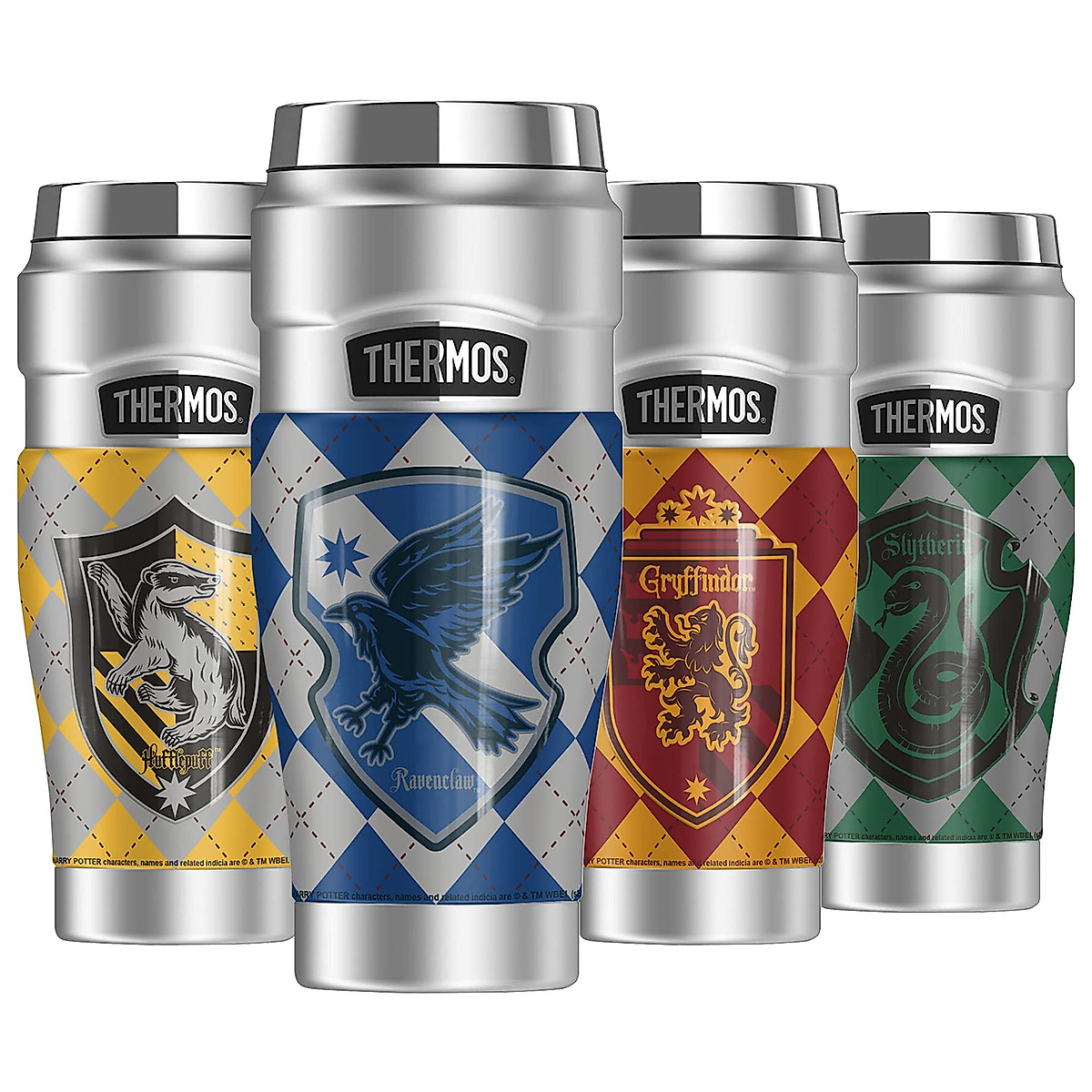 Harry Potter Ravenclaw Plaid Sigil, THERMOS STAINLESS KING Stainless Steel Travel Tumbler, Vacuum insulated & Double Wall, 16oz
