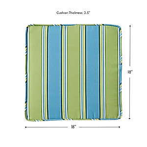 Greendale Home Fashions Outdoor 18-inch Square Reversible Seat Cushion, Belize Stripe 2 Count