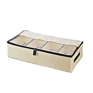 MJWDP Foldable Storage Box for Shoes Wardrobe Closet Organizer Sock Bra Underwear Cotton Storage Bag Under Bed Organizer Box (Color : Beige)