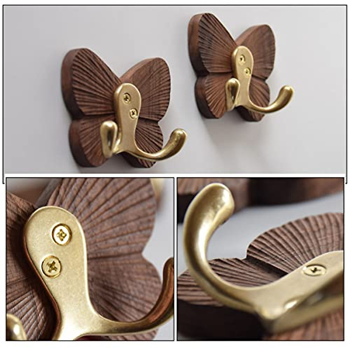 Alipis 3 pcs Hangers Storage Hooks Mounted Practical Balcony Retro Utility Robe Hanging Wall-Mounted Hardware Towel Scarf Wall Wooden Handbag Hat for Purse Natural Shape Rack