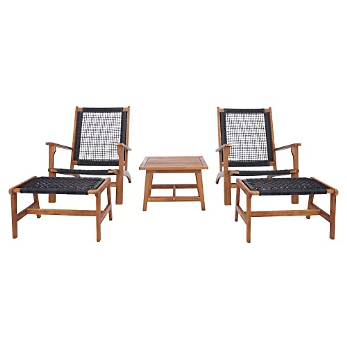 SAFAVIEH Outdoor Collection Chantelle Natural/Black Woven 5-Piece Patio Set