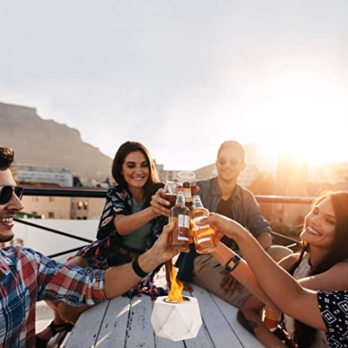 Kate's Home Portable Tabletop Fire Pit | Concrete Bowl Fireplace for Outside and Inside Rubbing Alcohol Mini Solo Bonfire Burning Pot Personal Smores Maker Stone Decor Patio, Balcony (fb101)