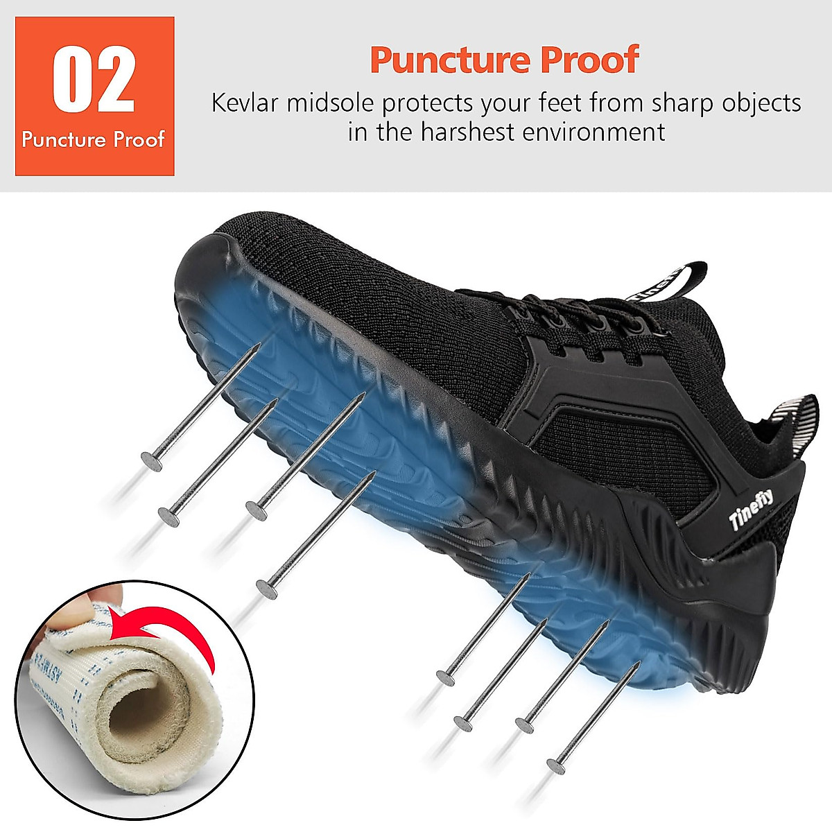 Tinefiy Steel Toe Shoes for Women Work Sneakers Lightweight Comfortable Safety Toe Slip On Puncture Proof Footwear Indestructible Shoe Size 9