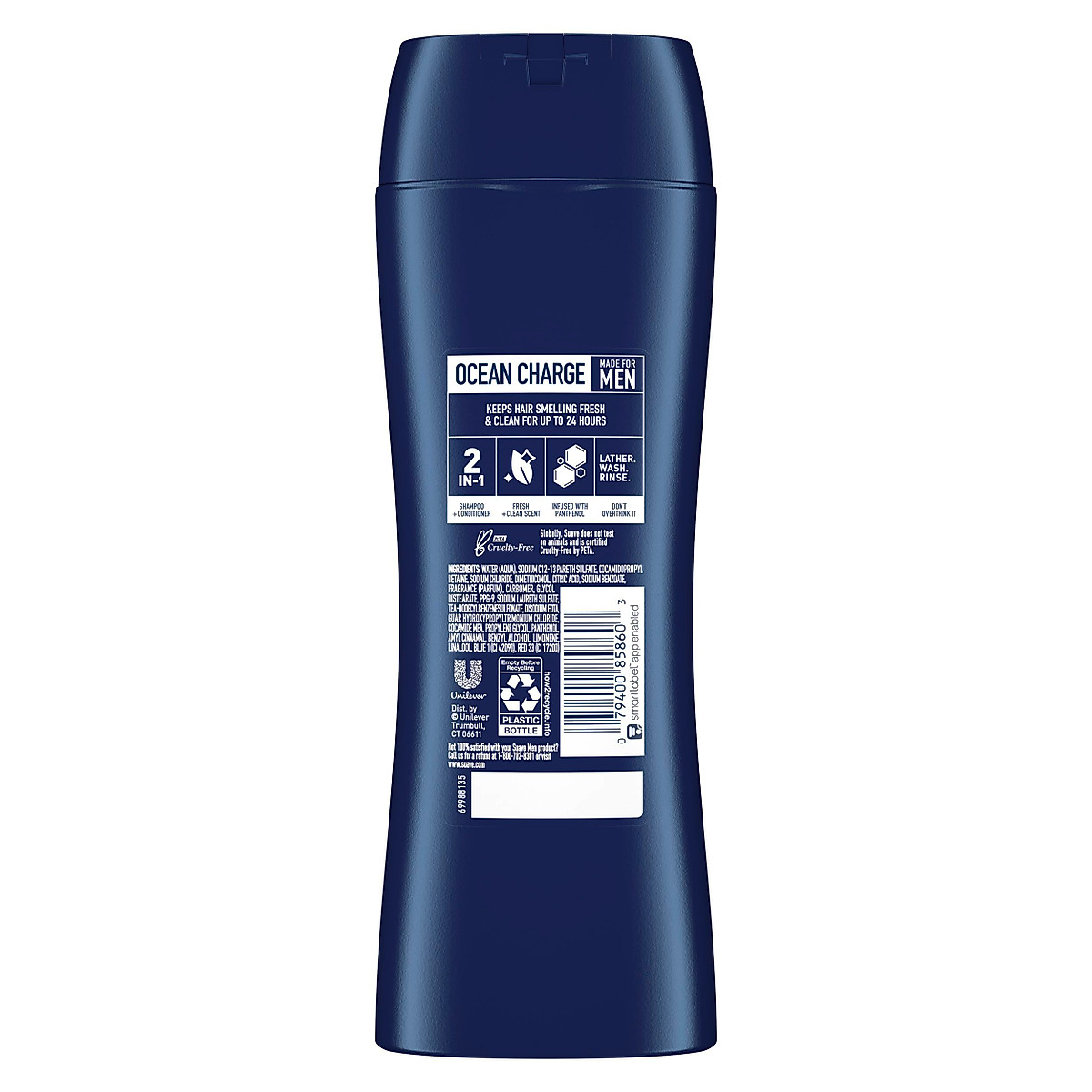 Suave Men Shampoo and Conditioner 2 in 1 Ocean Charge – Vitamin & Moisture-Rich Mens Shampoo and Conditioner Set in One Recyclable Bottle, Fresh, Clean Scent, 12.6 Oz Ea (Pack of 2)