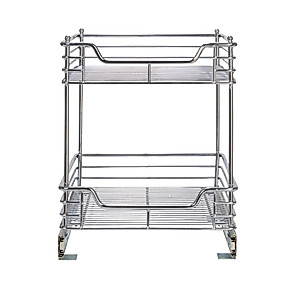 Household Essentials Glidez Multipurpose Chrome-Plated Steel Pull-Out/Slide-Out Storage Organizer for Under Cabinet Use - 2-Tier Design - Fits Standard Size Cabinet or Shelf, Chrome