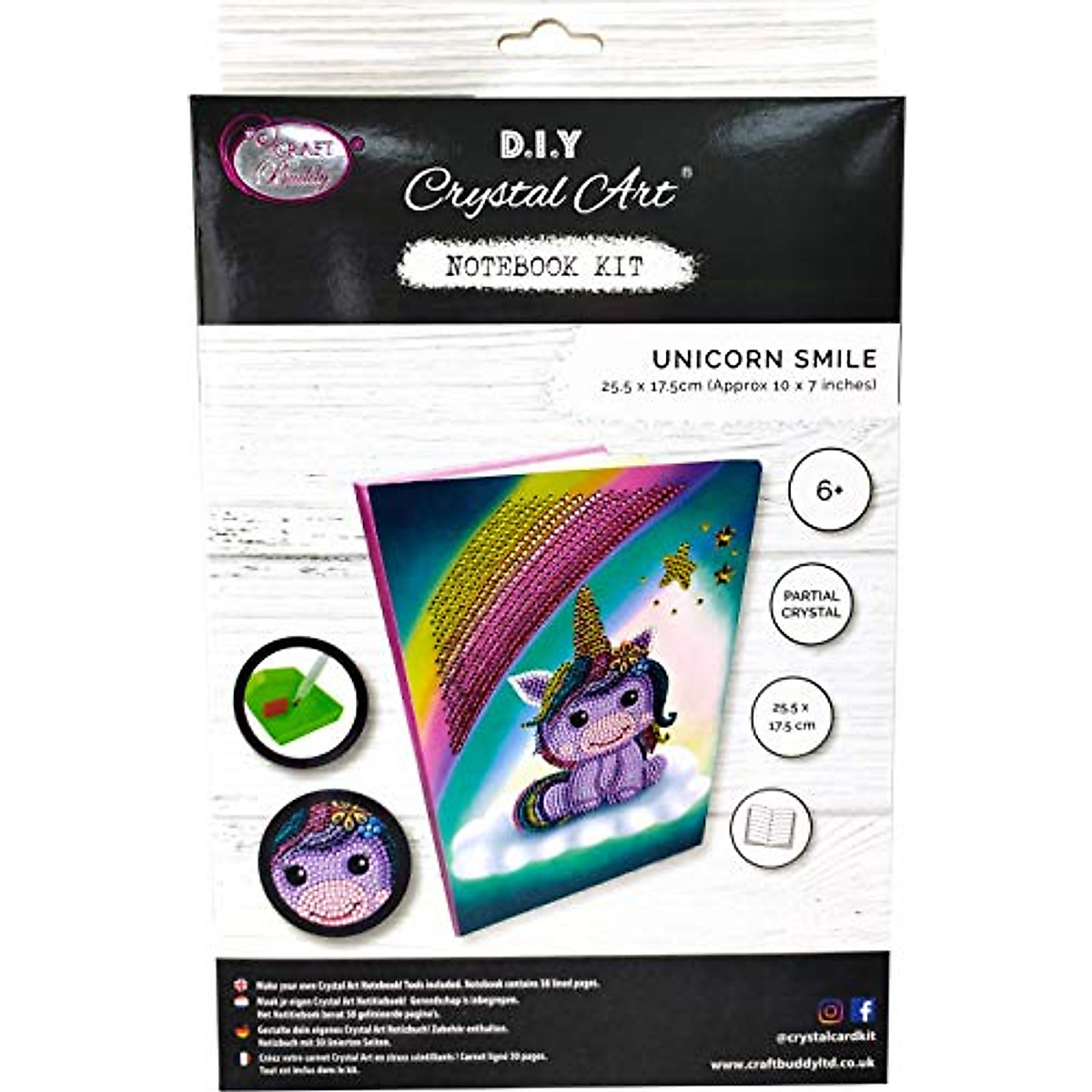 Crystal Art Diamond Painting Notebook - Unicorn Smile Notebook Kit - Create a Sparkling Notebook Cover Using Crystals - for Ages 8 and up