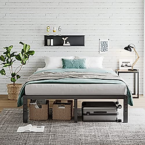 Artimorany Full Size Bed Frame, 14 Inch Mattress Foundation, Heavy Duty Steel Slats Support Platform with Underbed Storage, Easy Assembly, Non Squeak, Black