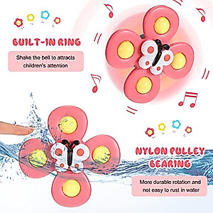 Leitee 9 Pcs Suction Cup Toys Bath Toys Sensory Toys Strong Suction Cup Toys Spinner Dimple Toy Birthday Gifts for Early Education Bathtub Dining Chairs, 3 Styles(Cute Style)
