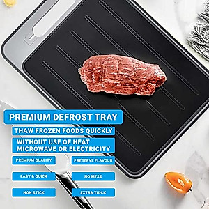 4 in 1 Defrosting Tray for Frozen Meats, Meat Defroster with Stainless Steel Finger Guard Included, Aluminum Meat Thawing Board, Thawing Tray for Frozen Meats, Thawing Tray, Thawing Plate