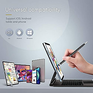 ORIbox Stylus Pen Ballpoint Pen,12pcs Universal 2 in 1 Capacitive Stylus Ballpoint Pen for iPad, iPhone, Samsung, HTC, Fire tablet, Tablet, All Capacitive Touch Screen Device(6 Black,6 Sliver)