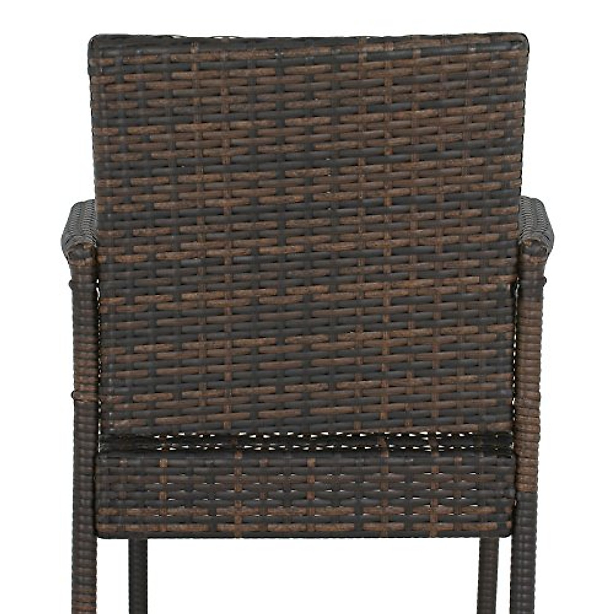 LEMY Outdoor Brown Wicker Rattan Bar Stool All-Weather Patio Furniture Chair Set with Armrest and Footrest (Set of 2)