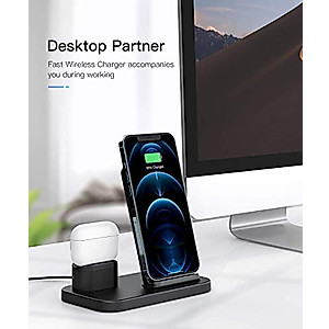 BEACOO Angle Adjustable Wireless Charger, 2 in 1 Wireless Charging Station for iPhone and AirPods, Charging Dock for AirPods Pro/2/1, 7.5W Qi Fast Charger for iPhone 14/13/12/11 Pro Max/Xr/XS Max/X