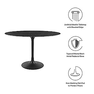 Modway Lippa Round 48" Mid-Century Modern Artificial Marble Dining Table